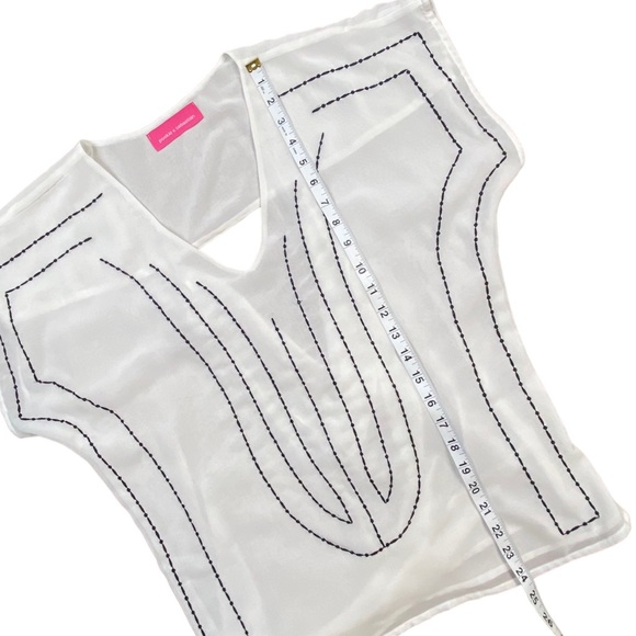 Pookie & Sebastian | Tops | Pookie Sebastian Embroidered Semi Sheer ...